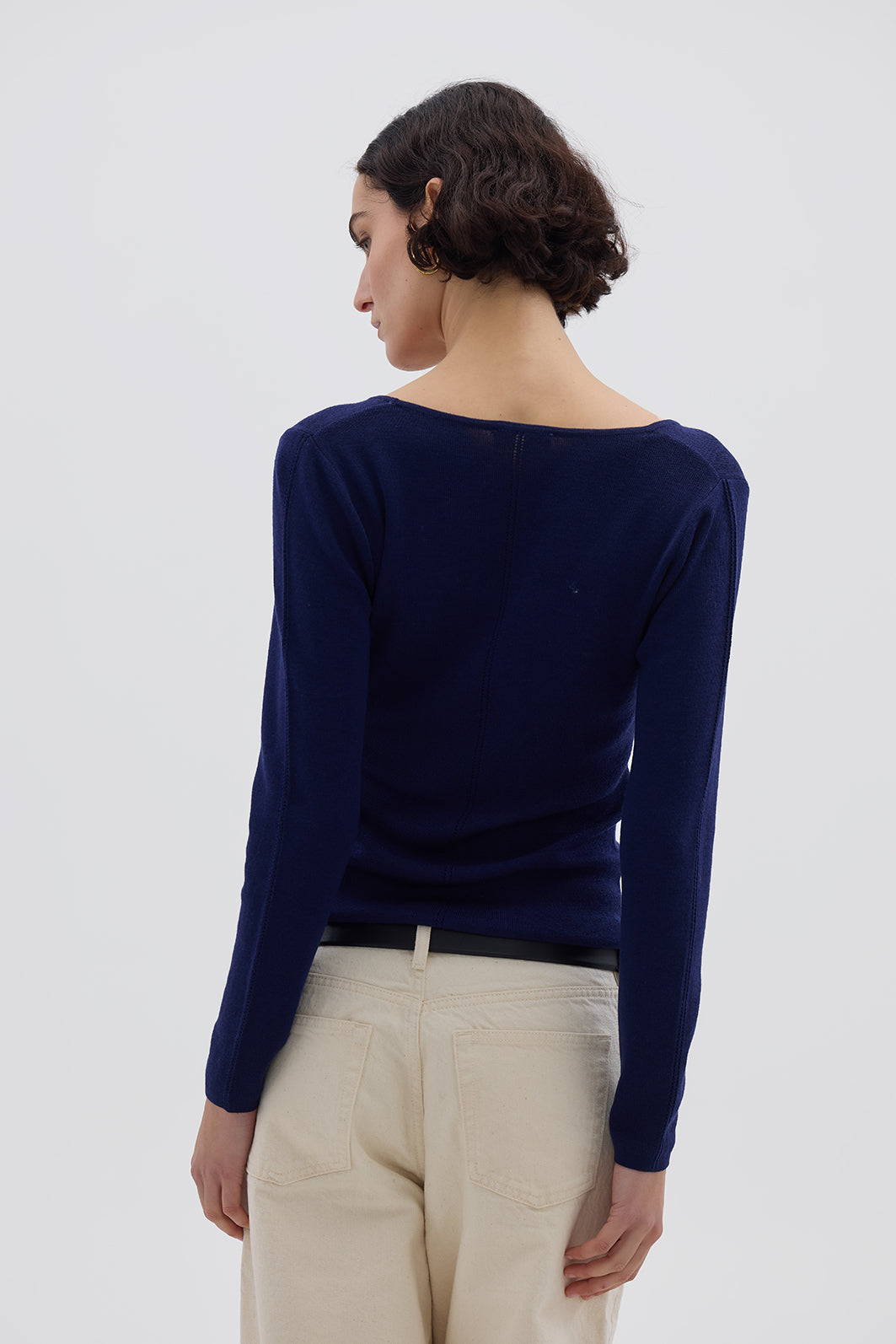 Navy Merino Wool Skivvy Top | Essential Knitwear Layer – Iris and Wool