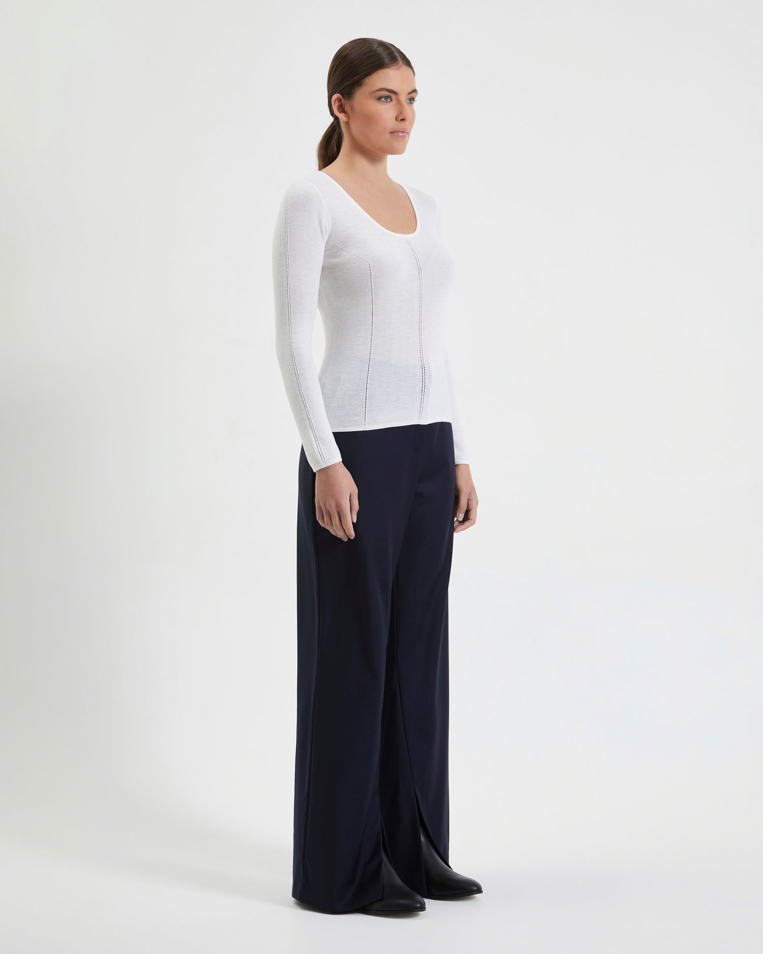 White Merino Wool Skivvy Top | Effortless Layering Knitwear – Iris and Wool