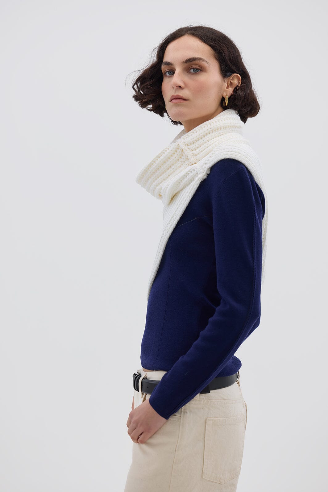 Cream Snood | Textured Merino Wool Scarf – Iris and Wool