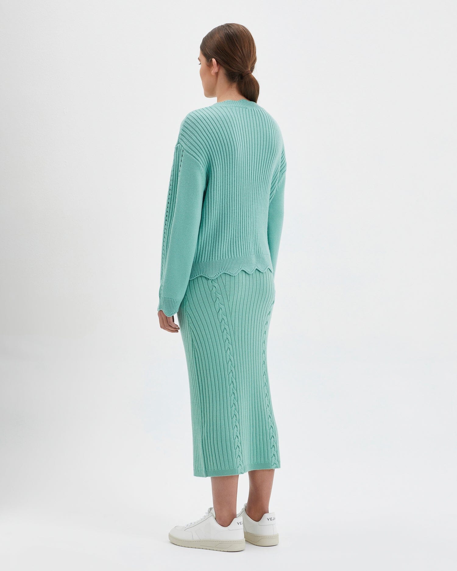 Scallop Wool Sweater in Sage | Elegant Womens Knitwear – Iris and Wool